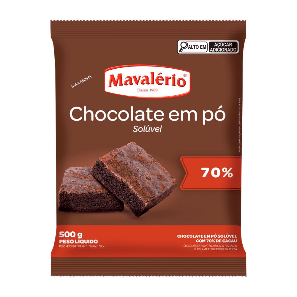 Chocolate em Pó Solúvel 70% 500g MAVALÉRIO