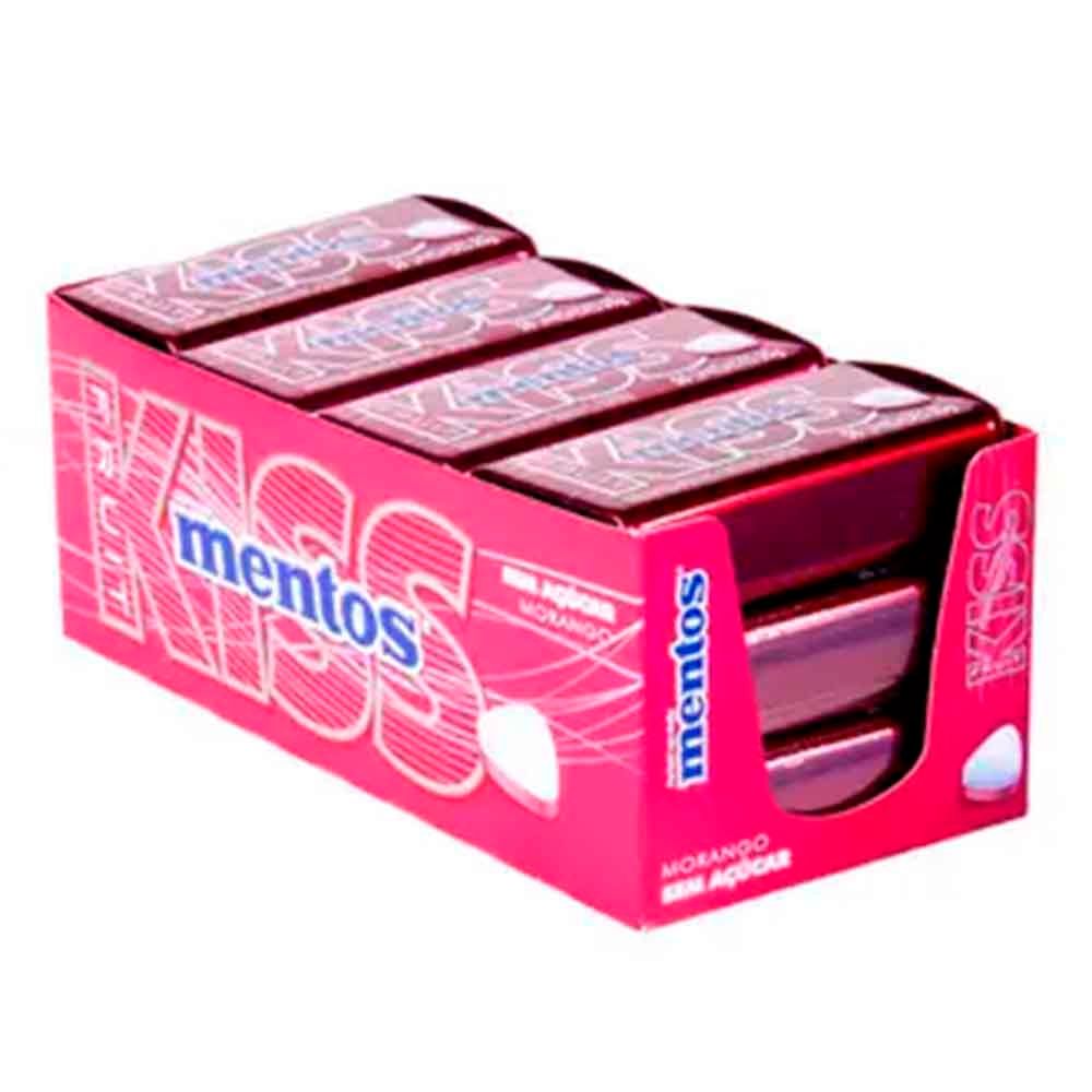 Mentos Kiss Morango Lata 12 Unidades Perfetti
