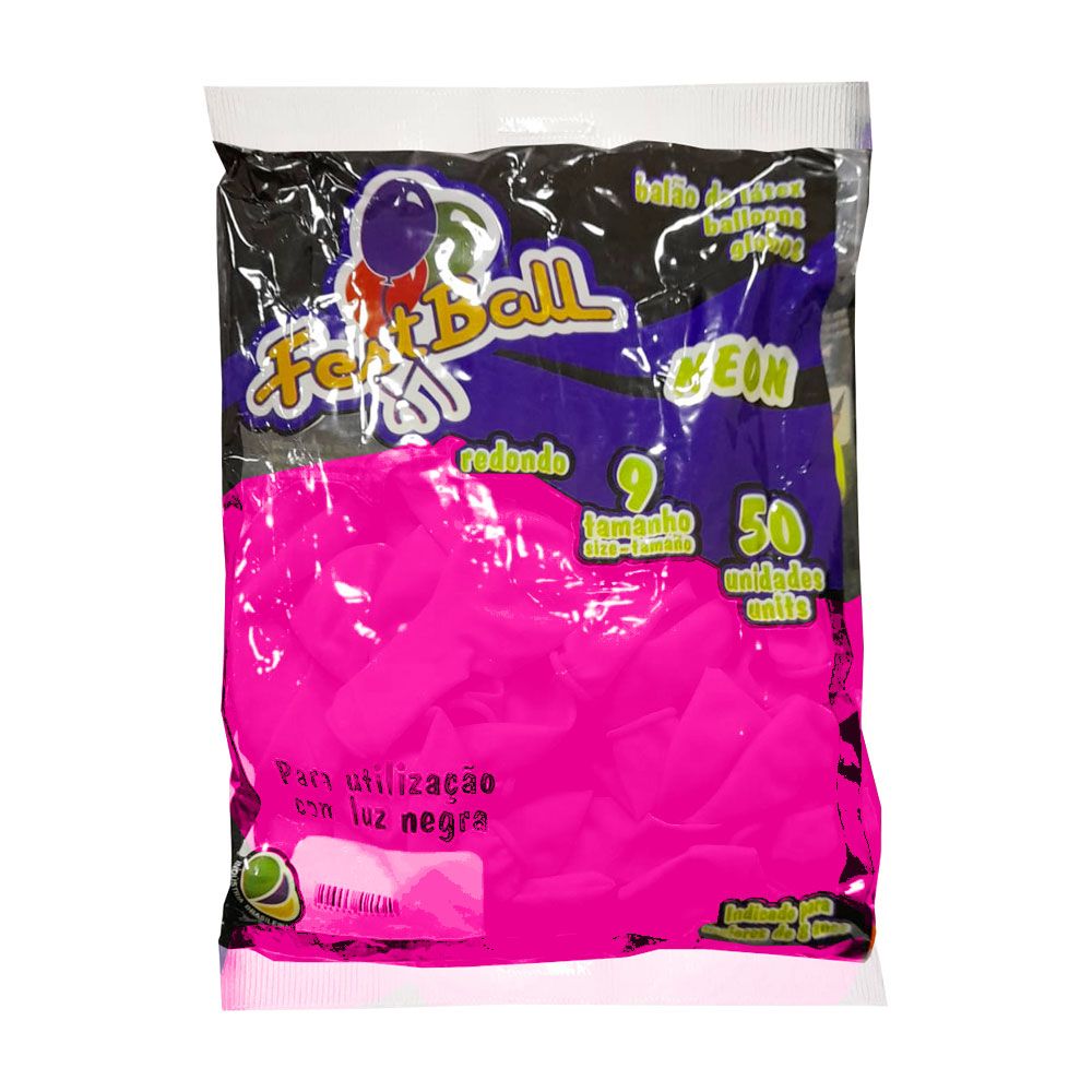 Balão N9 Liso Neon Rosa c/50 FESTBALL