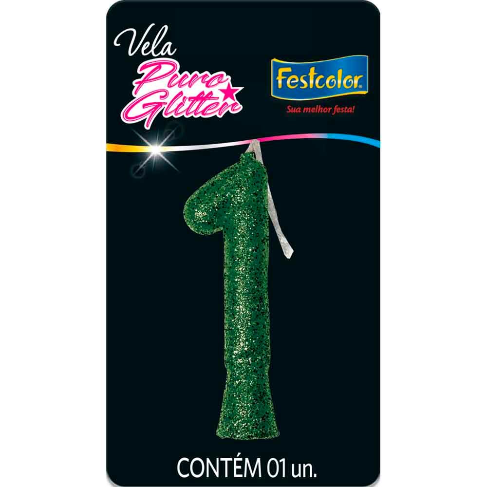 Vela Puro Glitter Verde N°1 Festcolor Vela Puro Glitter Verde N°1 Festcolor