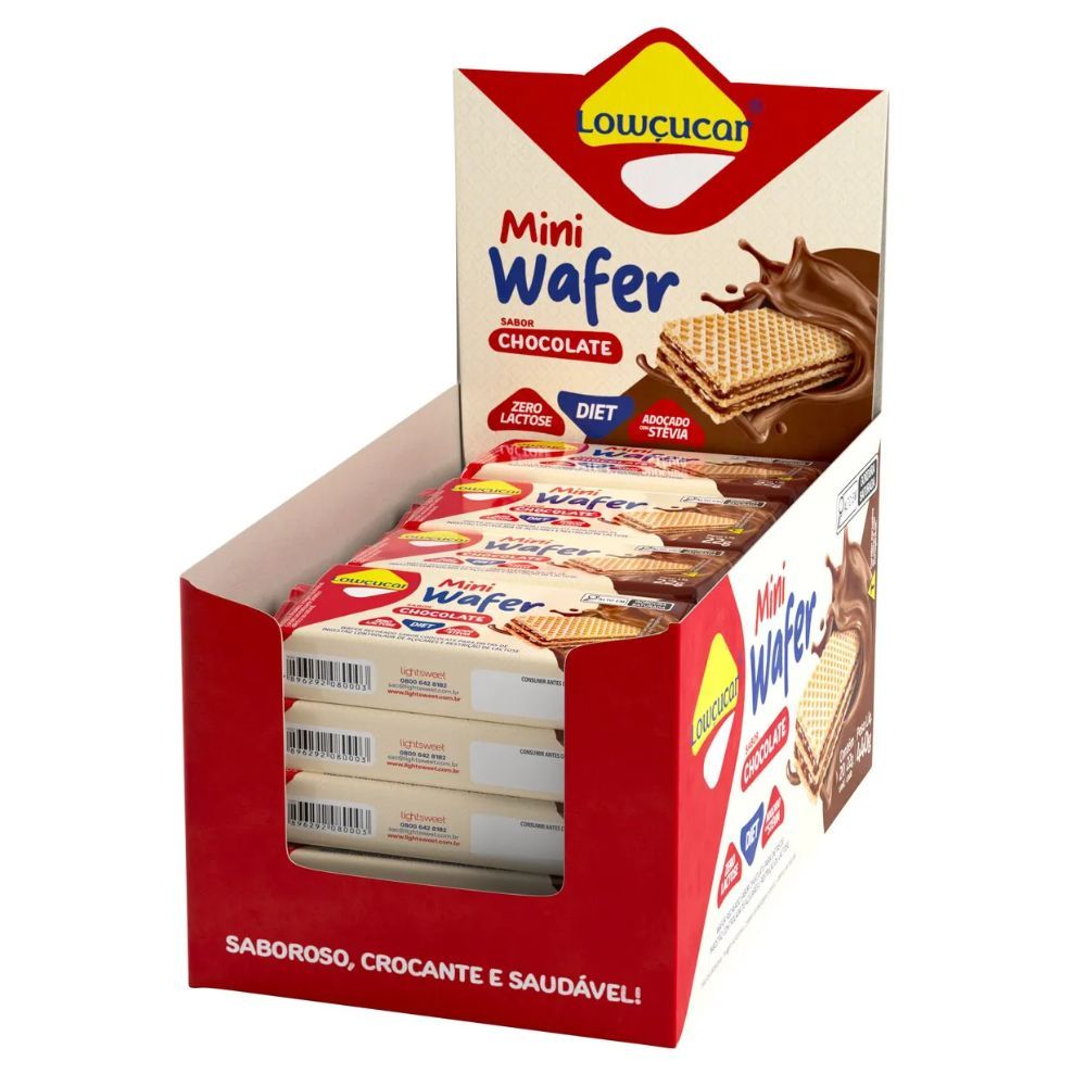 Mini Wafer Display Chocolate Zero Açúcar 20x22g LOWÇUCAR